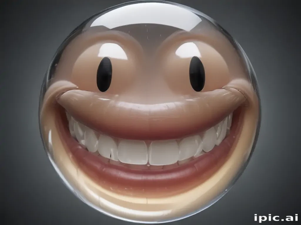 Shiny Smiling Face Within a Transparent Bubble Creating a Playful ...