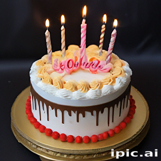 Delicious Birthday Cake with Colorful Candles and Creamy Frosting Toppings