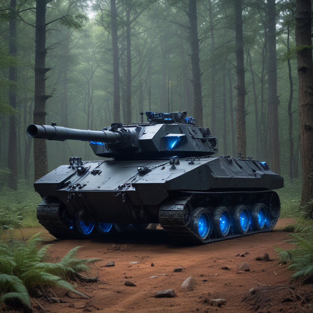 future artificially intelligent super sized tank painted black with air ...