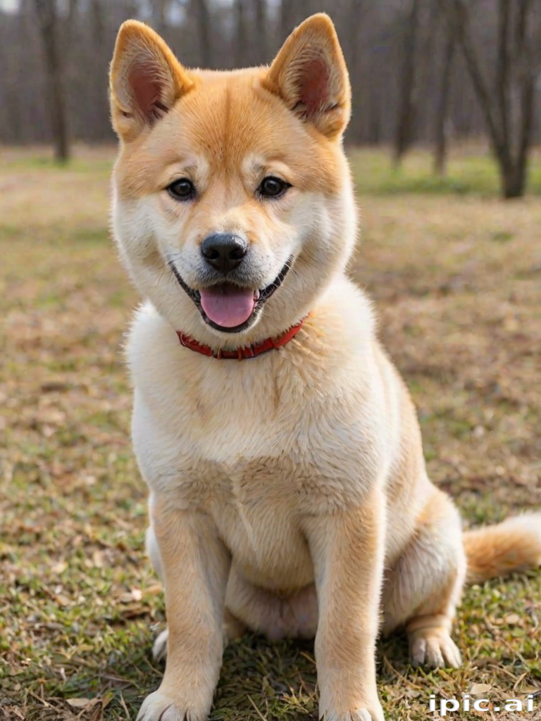 A Happy, Playful Dog Sitting in a Beautiful Outdoor Setting.