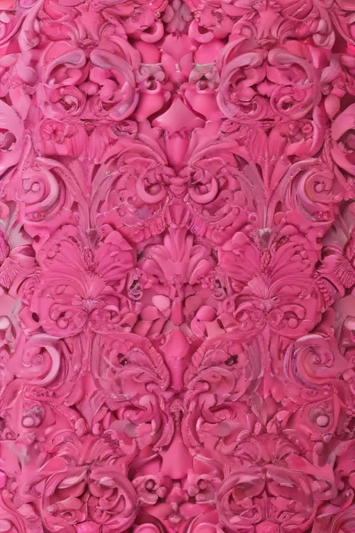 Intricate Floral Patterns in Vibrant Pink: A Textured Artistic Creation