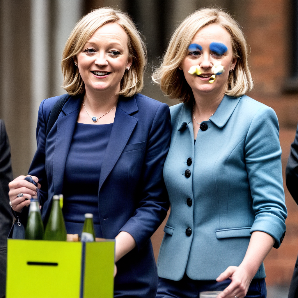 sloashed liz truss alcohol, drinking, party