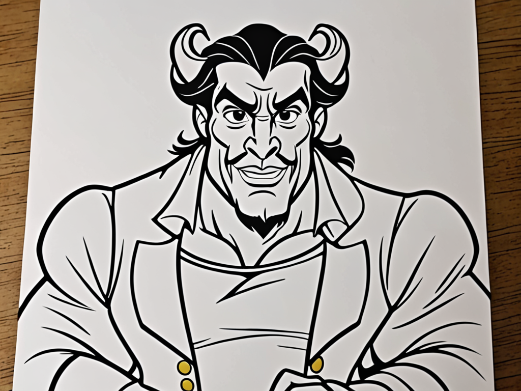 Gaston from the cartoon Beauty and the Beast line art
