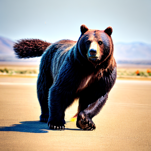 beast like a bear, with a head full of fangs, one leg, levitating