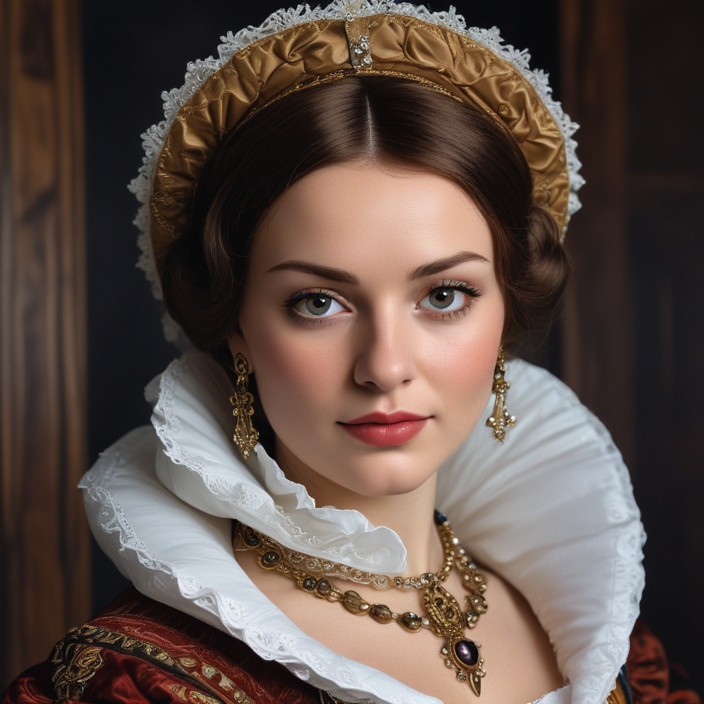 English tudor lady, detailed portrait