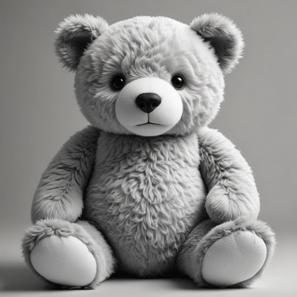 A Cute and Fluffy Gray Teddy Bear Sitting Against a Plain Background
