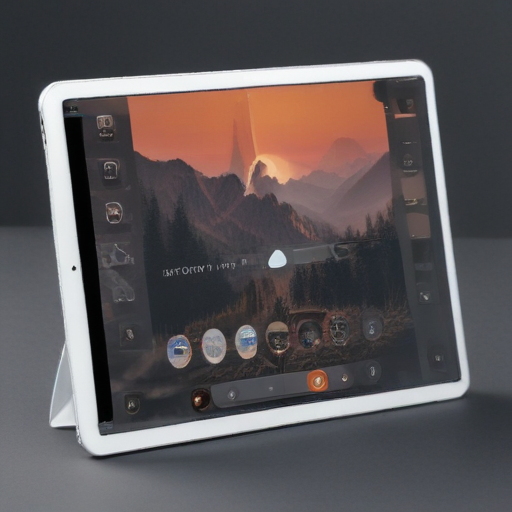 Modern Tablet Displaying Scenic Landscape with Interactive Features and ...