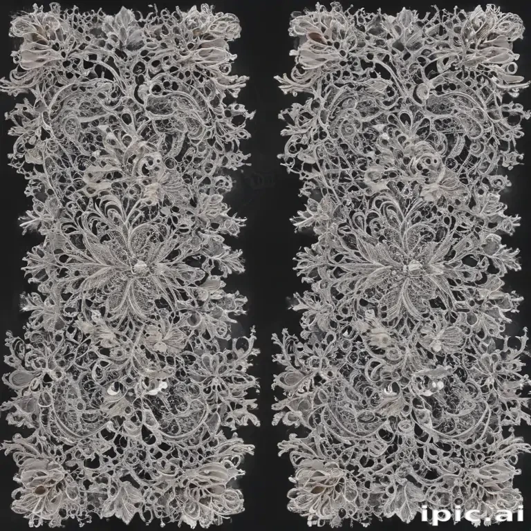 Intricate White Lace Design Featuring Floral Patterns and Delicate Details.