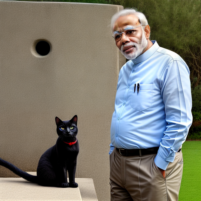 Modi with cat