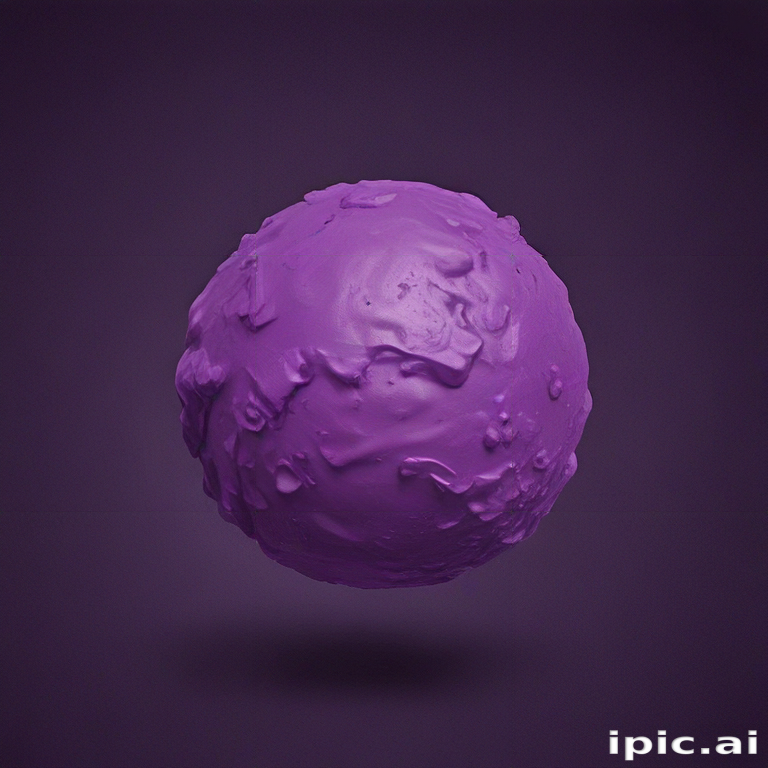 Vibrant Purple Sphere with Textured Surface Against a Dark Background