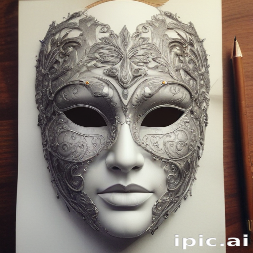 Intricate Silver Masquerade Mask with Elegant Designs and Gemstone Accents