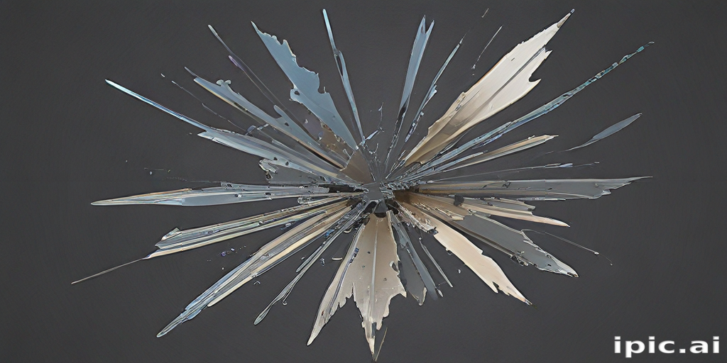 Abstract Metallic Explosion with Radiating Shards Against a Dark Background