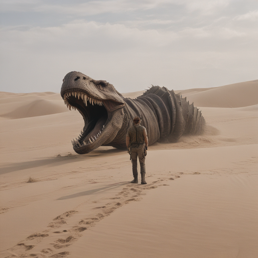 The Dunes, Sandworm, Cinematic, Human fights sandworm