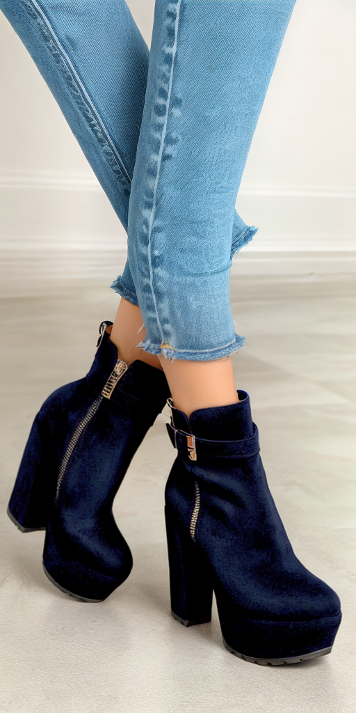 Chunky heel platform boots
