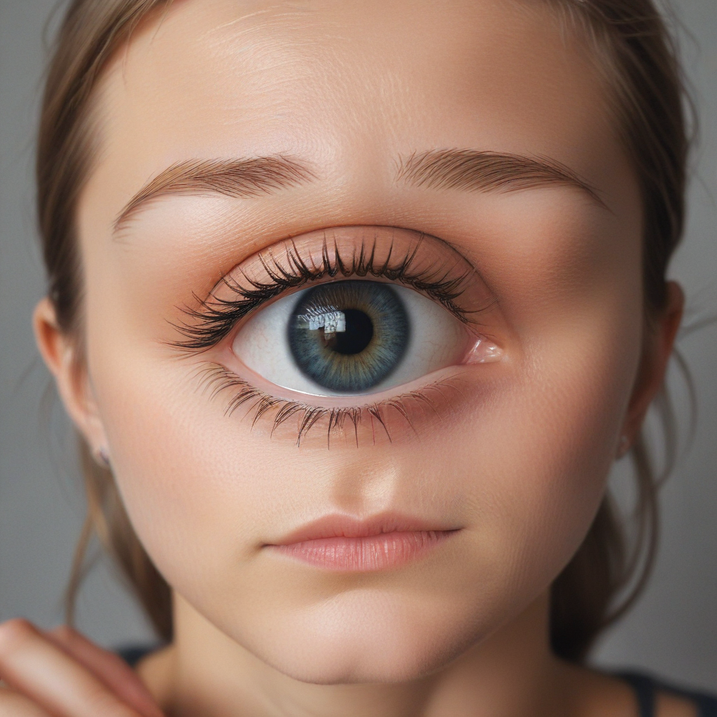 Surreal Portrait of a Woman with an Enormous Single Eye Feature