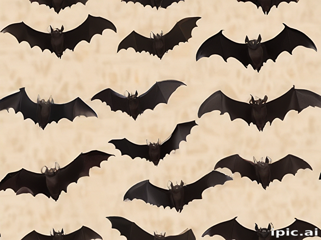 Pattern of Bats Flying Against a Light Beige Background in Repetition