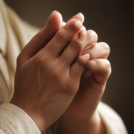 Delicate Hands Together in a Moment of Reflection and Contemplation
