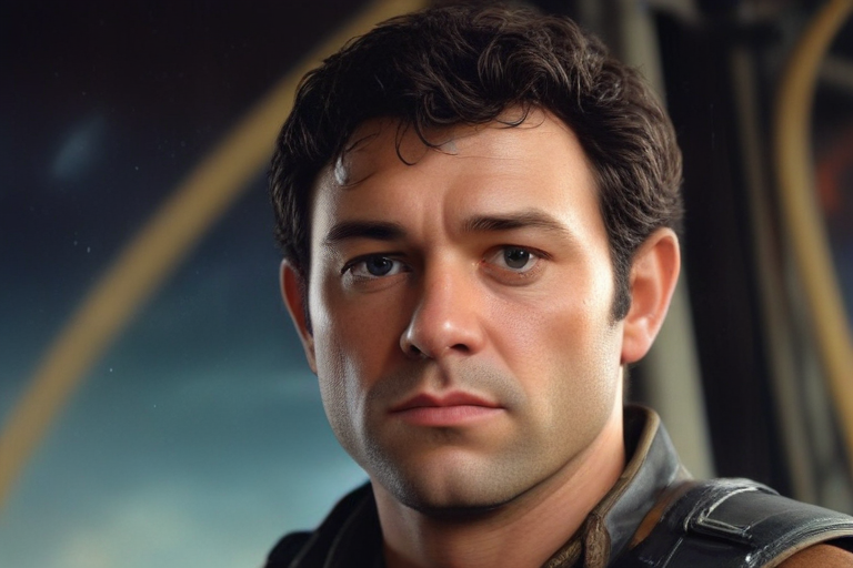 A hyperrealistic portrait of the personification of the ship Orion from ...