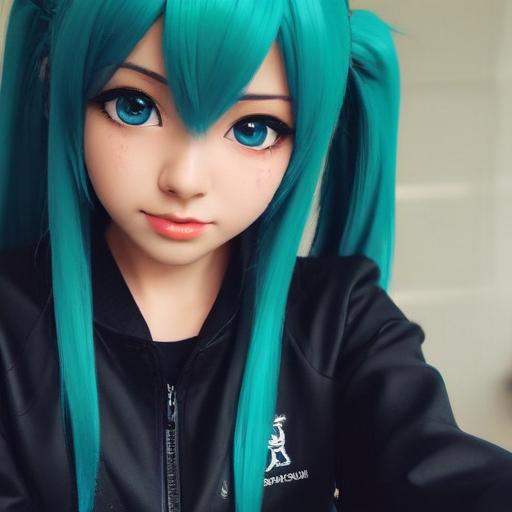 Emo Hatsune miku with dark hair