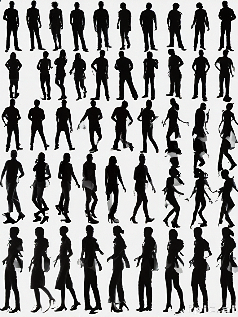 Silhouette Collection of Diverse Human Figures in Various Poses and Actions