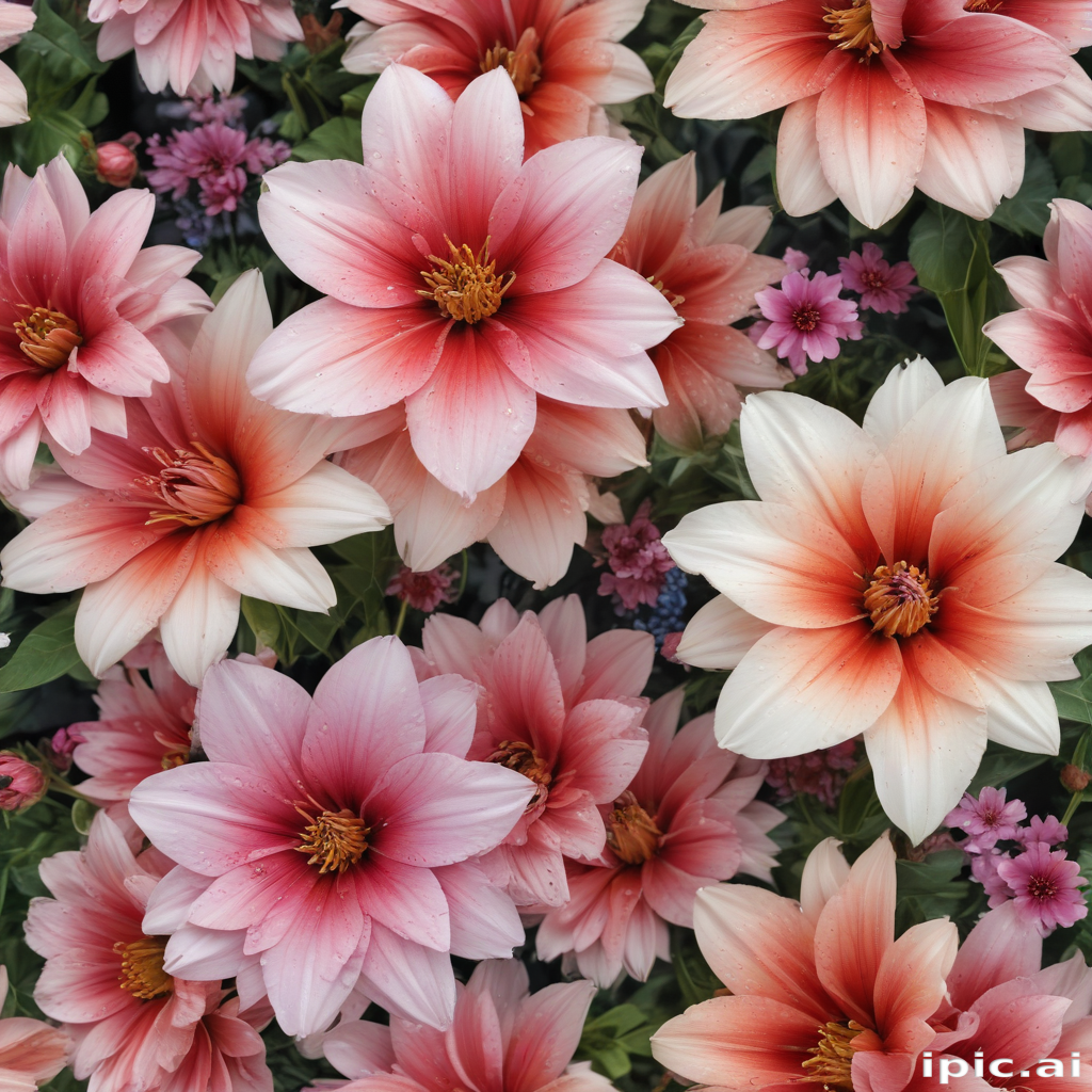 Vibrant Floral Display Featuring Lush Pink and White Blossoms in Bloom