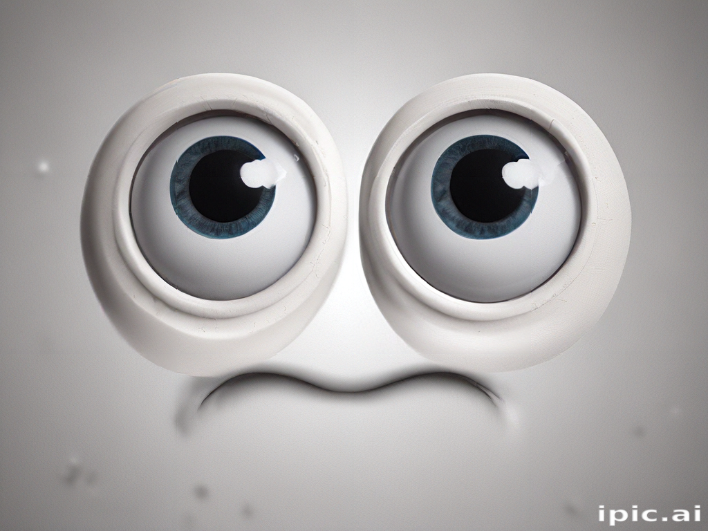 Expressive Cartoon Face with Large Eyes and a Subtle Frown