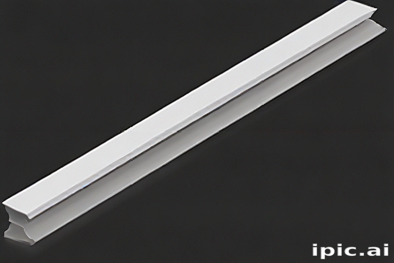 Long White Plastic Strip with Reflective Surface on Dark Background