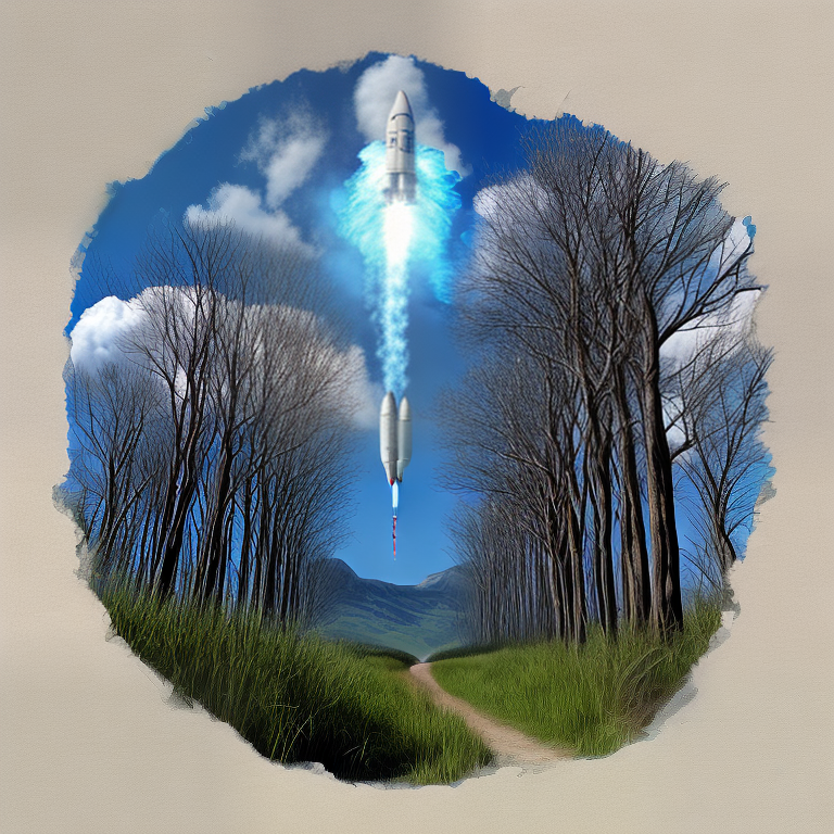 3d rocket blasting off