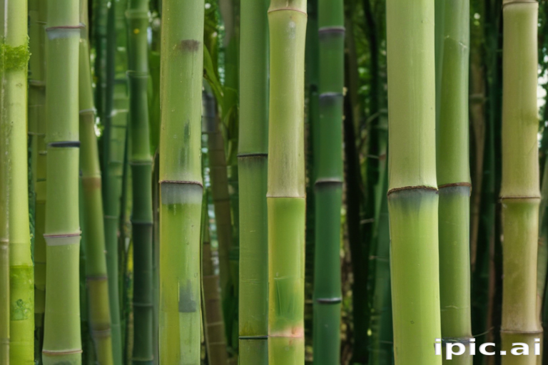 Lush Green Bamboo Forest: Tall Stalks Creating a Tranquil Natural Setting.