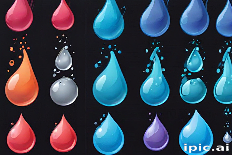 Colorful Collection of Paint Drops in Various Shades and Styles