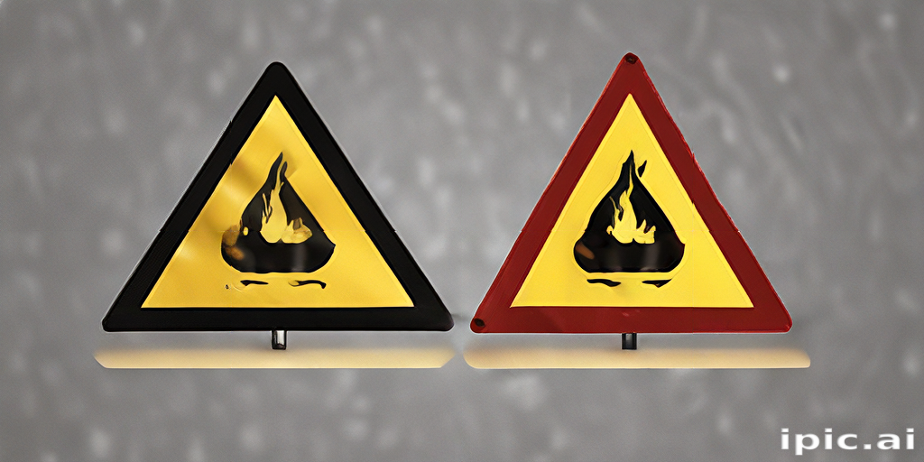 Two Warning Signs Indicating Fire Hazard with Distinct Color Variations
