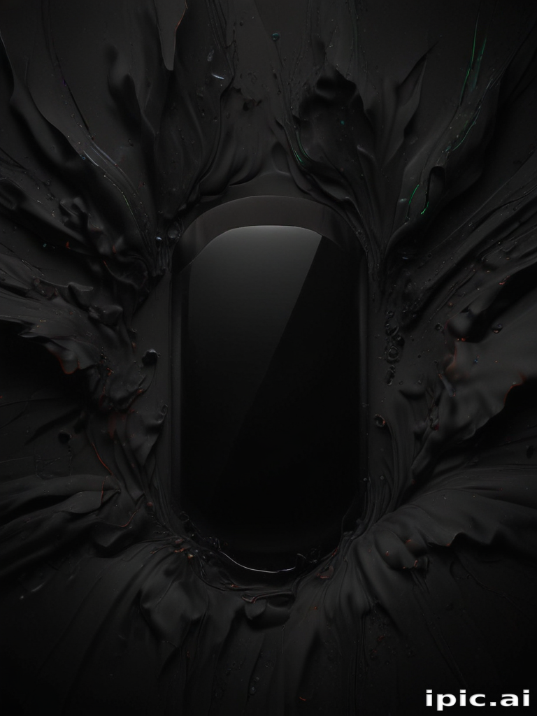 Abstract Artistic Representation of a Black Object Emerging from Fluid ...