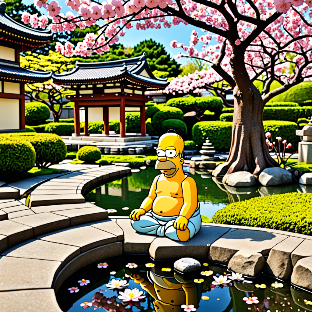 Japanese Homer Simpson begins his day with a serene session of Zen ...