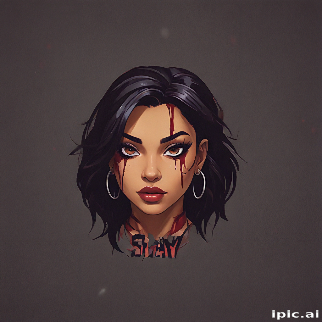 Edgy Portrait of a Fierce Woman with Blood Splatter and Bold Expression