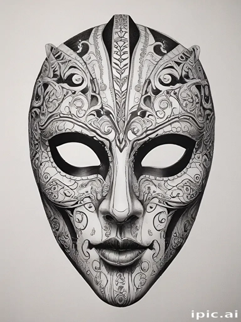 Intricately Designed Mask Featuring Detailed Patterns and Artistic Features