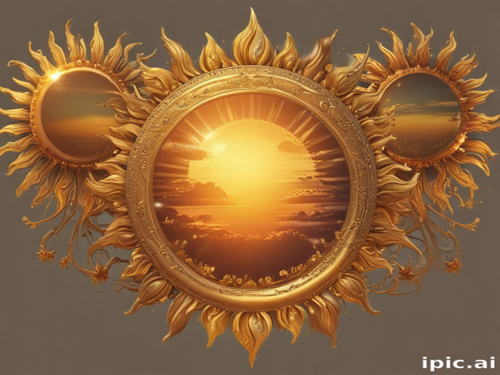 Golden Sunburst Mirrors Reflecting a Stunning Sunset Over Tranquil Waters