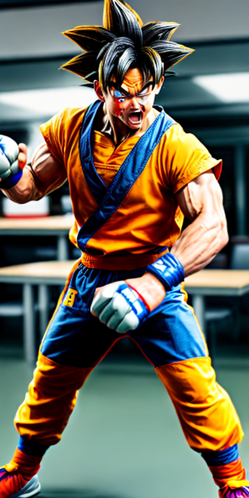 Goku fighting at waffle house