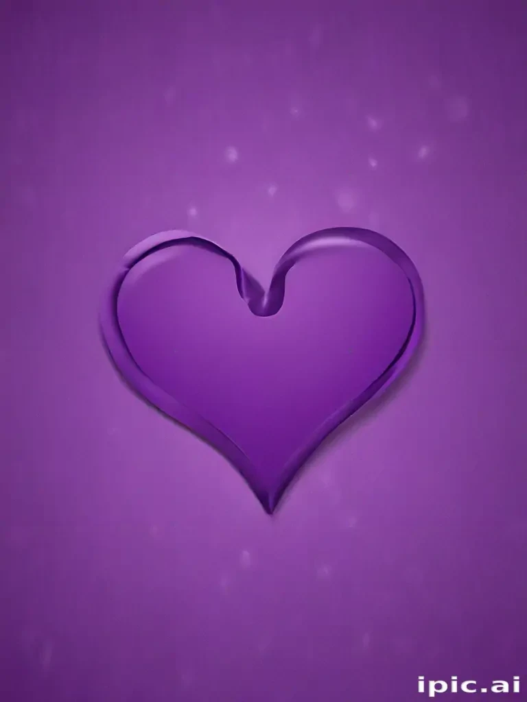 A Beautiful Purple Heart Shining Against a Soft Purple Background.
