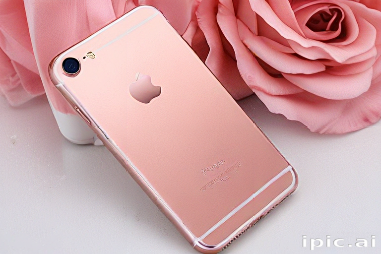 Elegant Rose Gold iPhone with Beautiful Pink Rose Background Setting