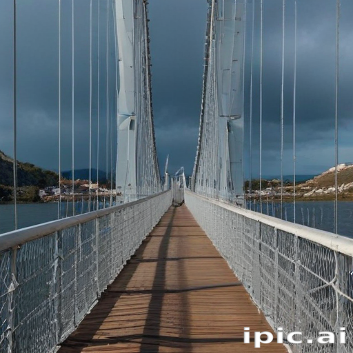 Scenic View of a Modern Suspension Bridge Against a Dramatic Sky