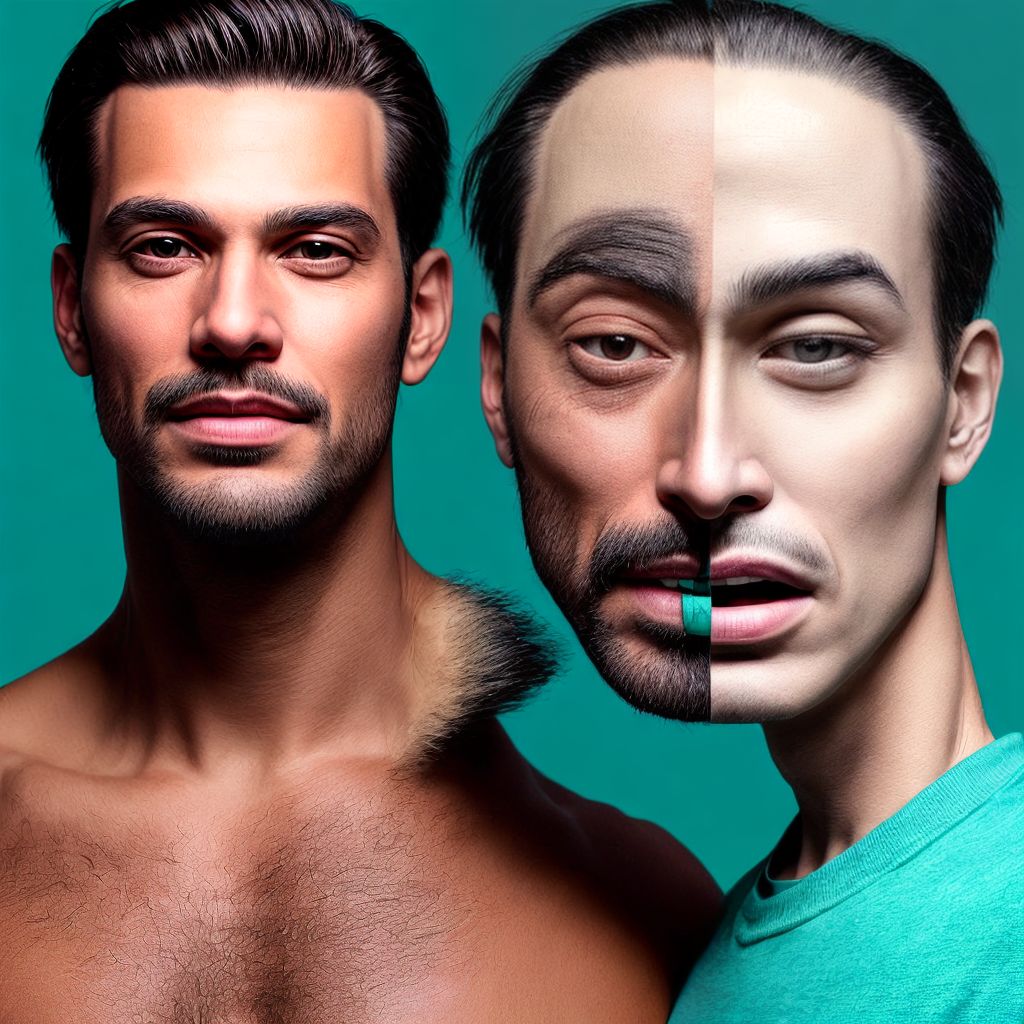 grotesque faces merging together in one body.