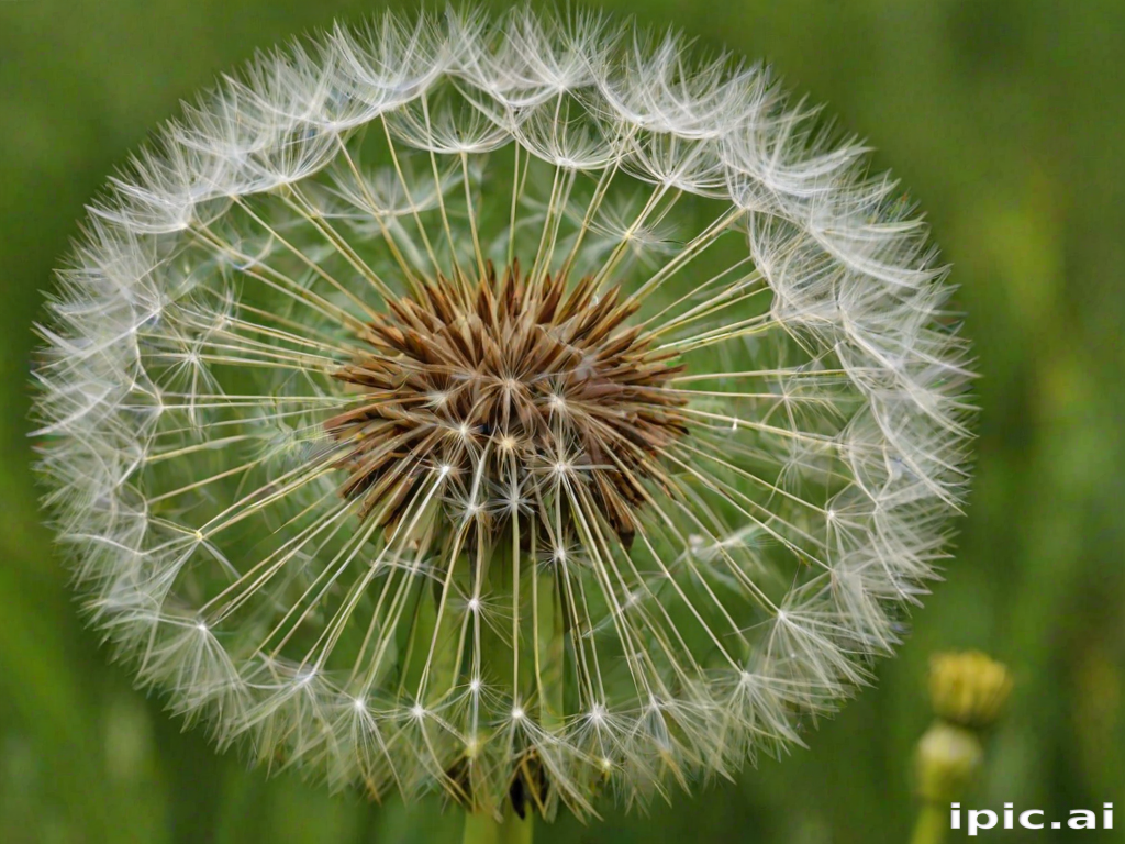 A Beautiful Close-Up of a Dandelion Seed Head in Nature's Greenery.