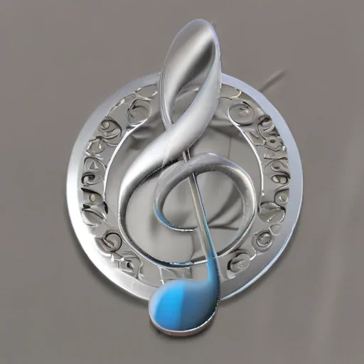 Elegant Silver Musical Note Design with Intricate Circular Patterns and ...