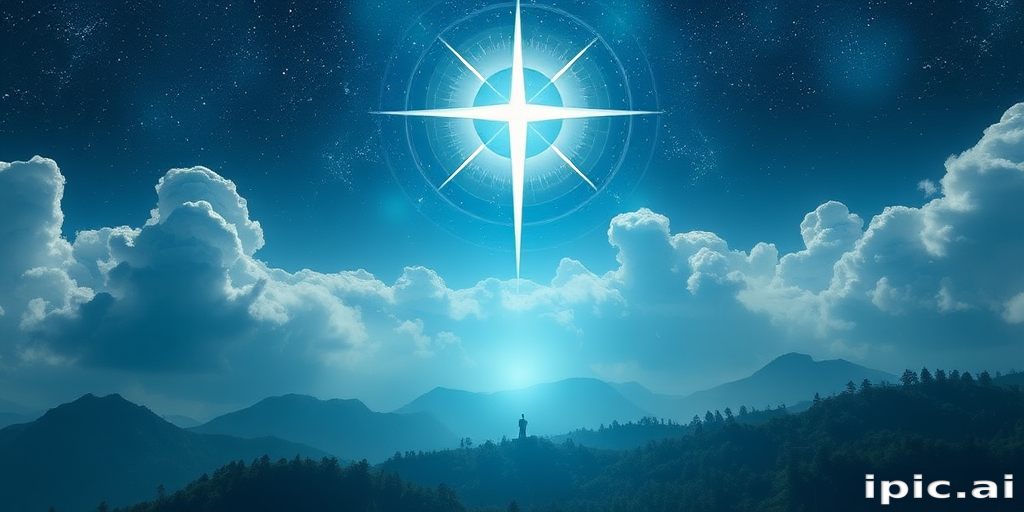 Celestial Beacon Illuminates Majestic Mountains Under a Starry Night Sky