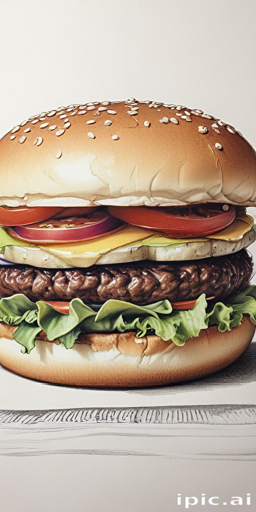 Deliciously Layered Burger with Fresh Vegetables and Tasty Condiments ...