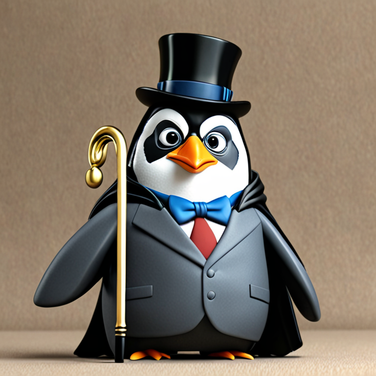 JB Pritzker as the Penguin from Batman in 3D with a cane