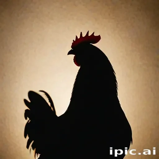 Silhouette of a Rooster Against a Softly Lit Background at Dawn