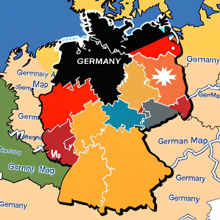 Colorful Map of Germany Highlighting Regional Divisions and Geographic ...