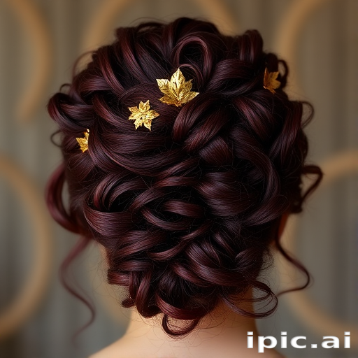Elegant Updo with Golden Leaves Accents for a Special Occasion.