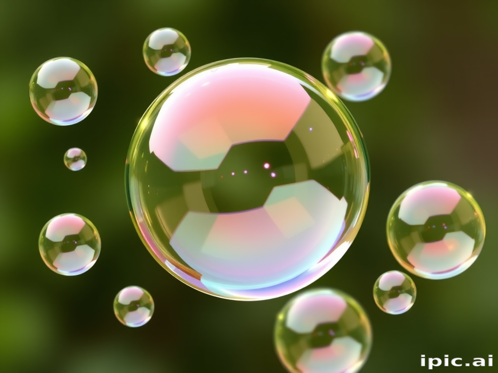 Colorful Bubbles Floating Gracefully in a Dreamy Outdoor Setting